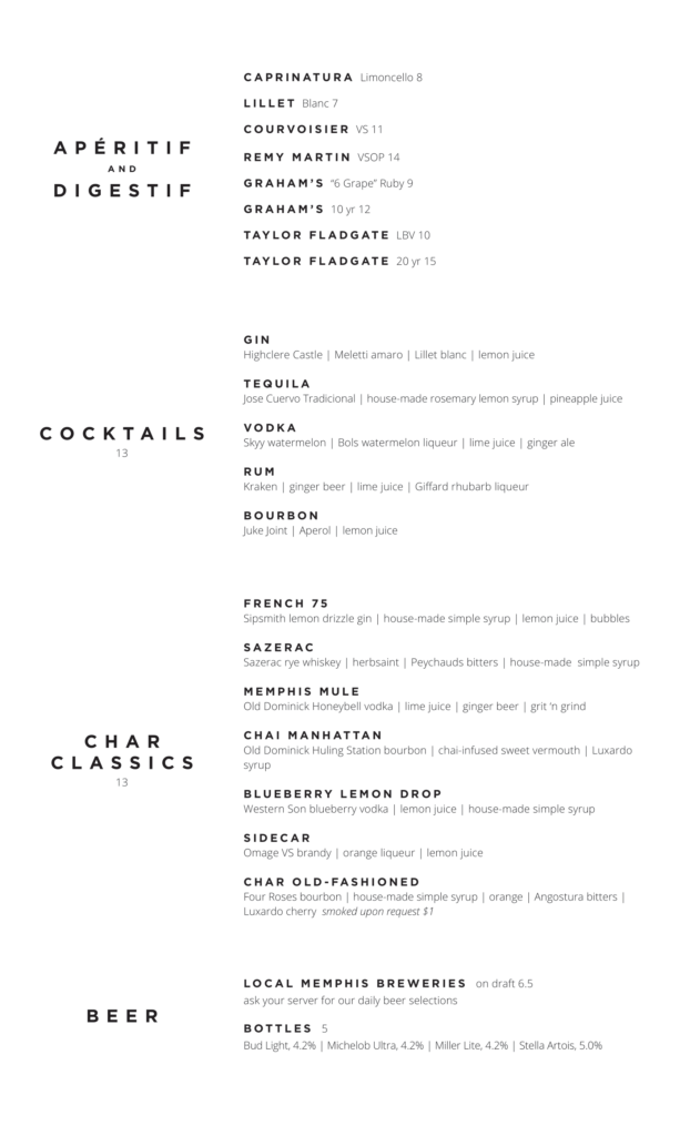 Wine & Cocktails - Char Restaurant